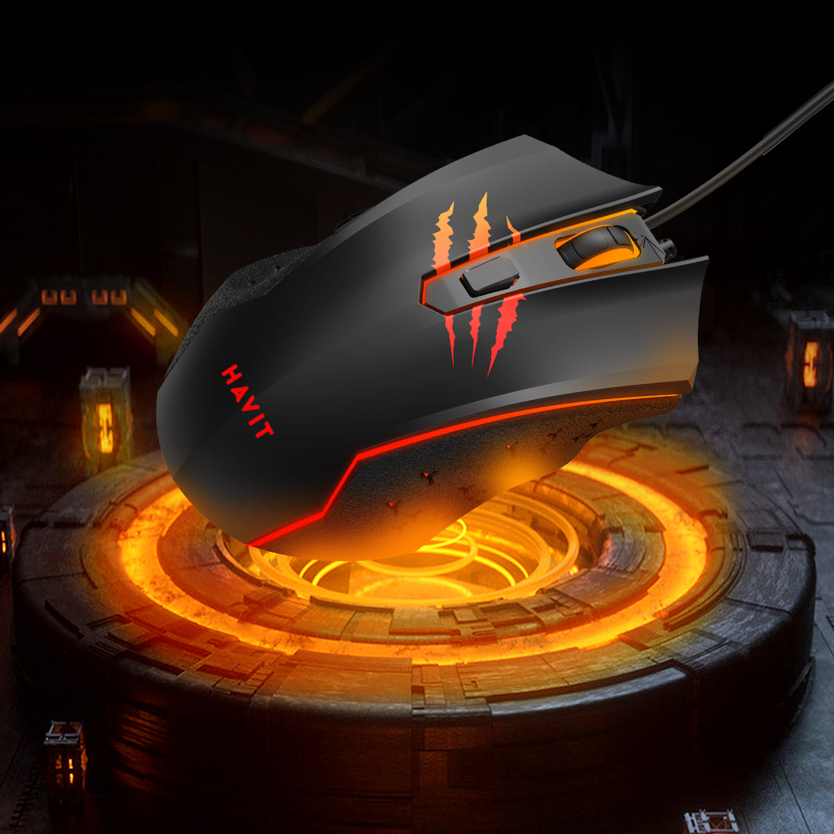 MS1027 RGB Lighting Wired Gaming Mouse with 4-Level Adjustable DPI