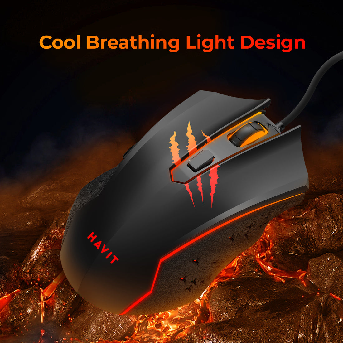 MS1027 RGB Lighting Wired Gaming Mouse with 4-Level Adjustable DPI