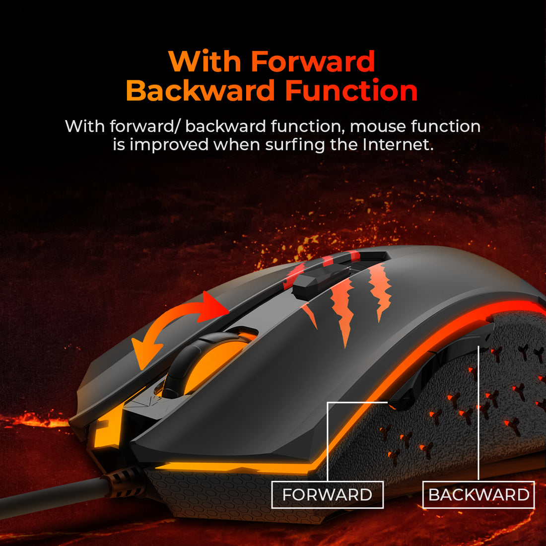 MS1027 RGB Lighting Wired Gaming Mouse with 4-Level Adjustable DPI