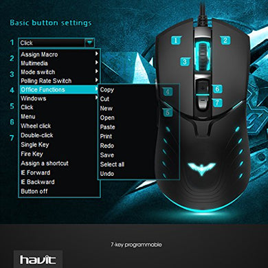 HAVIT HV-MS728 Programmable Laser Wired Gaming Mouse