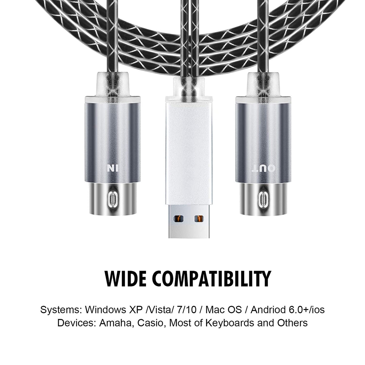 HAVIT® 5 Pin MIDI to USB Cable with Indicator
