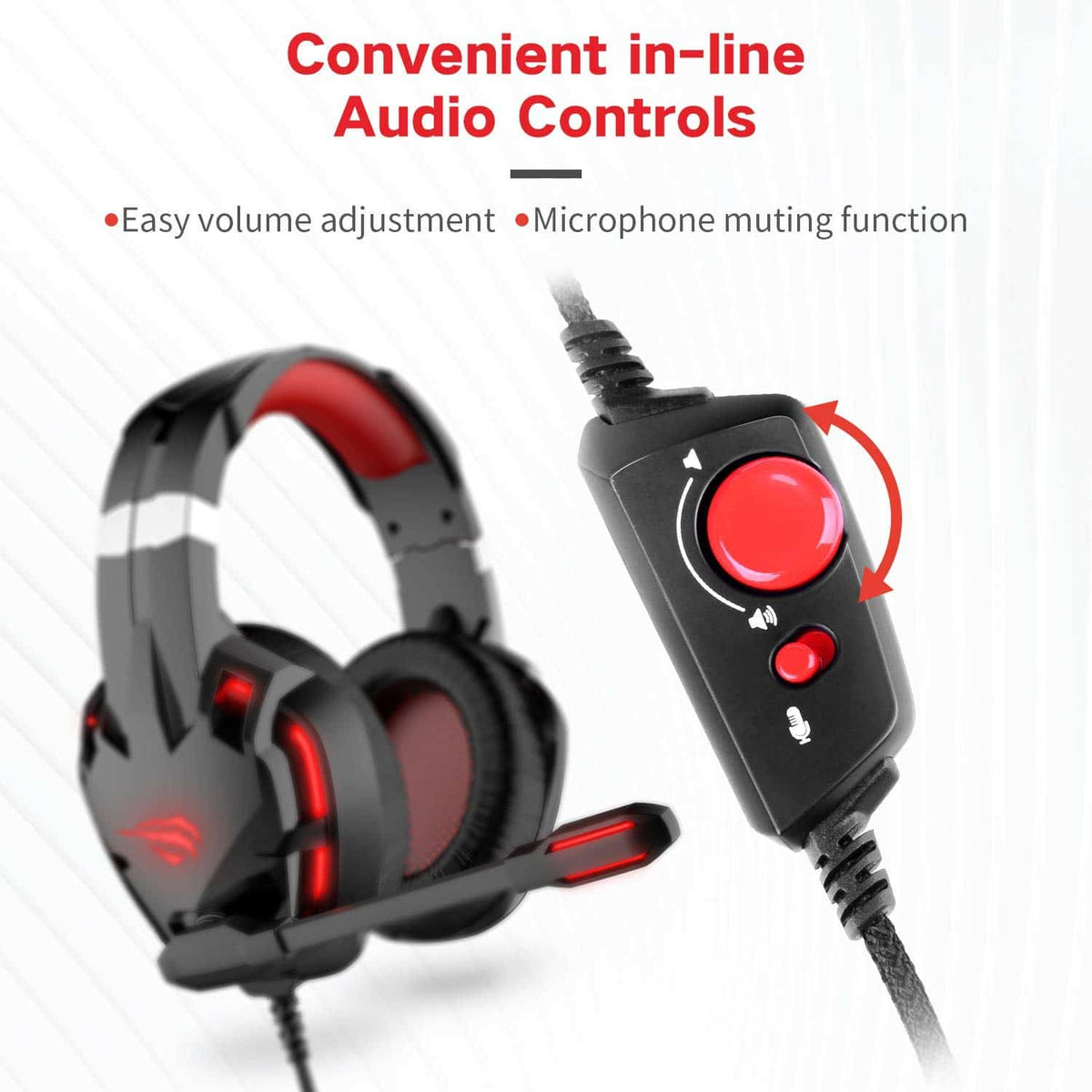 HAVIT H2001D Wired Gaming Headset with LED & Noise Cancelling Mic