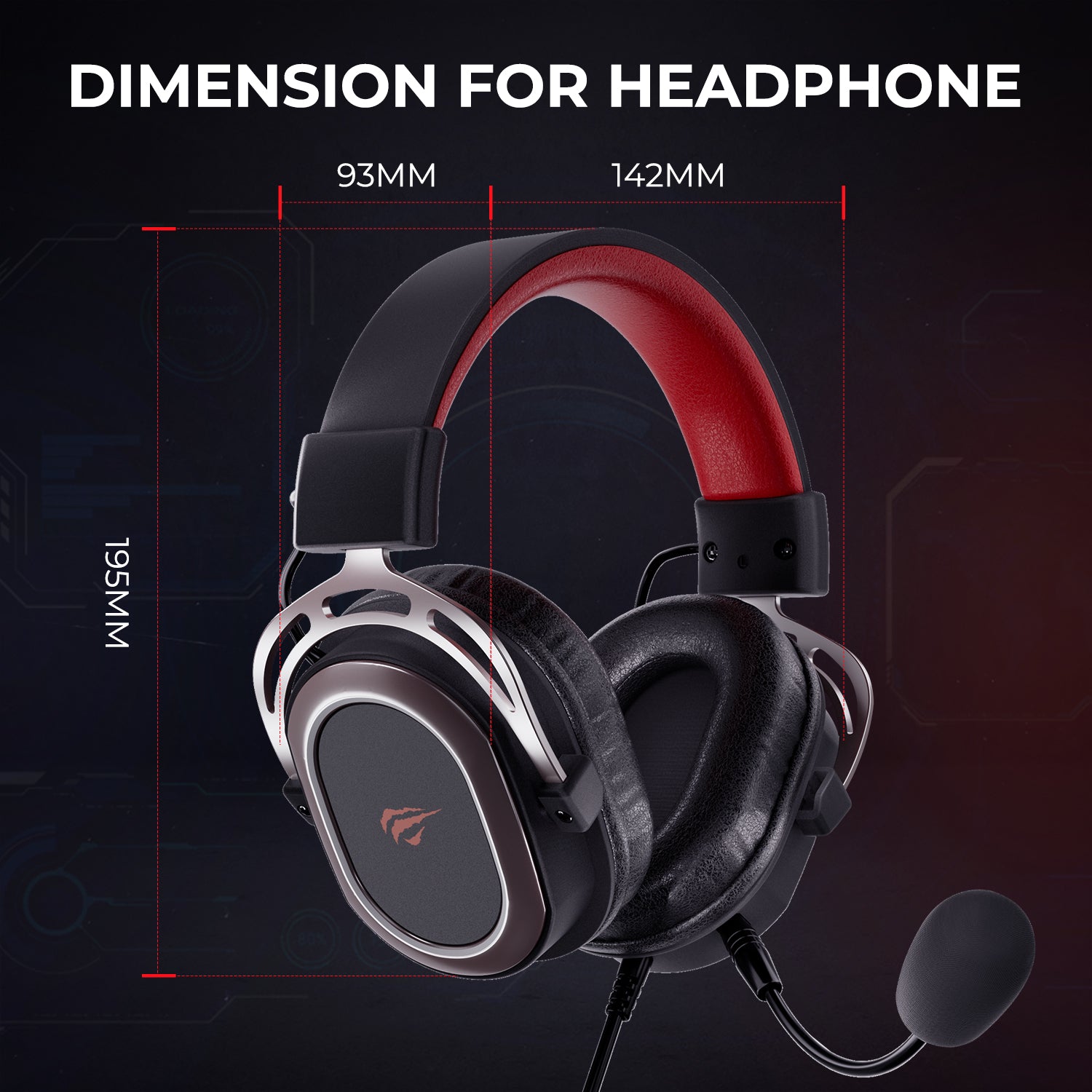 HAVIT H2008D GAMING Wired Headphones with Detachable Mic