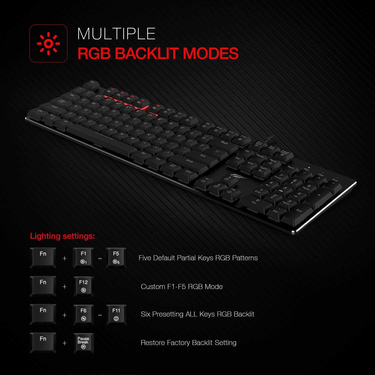 Low Profile Mechanical Keyboard - HAVIT HV-KB395L - 104-Key - RGB