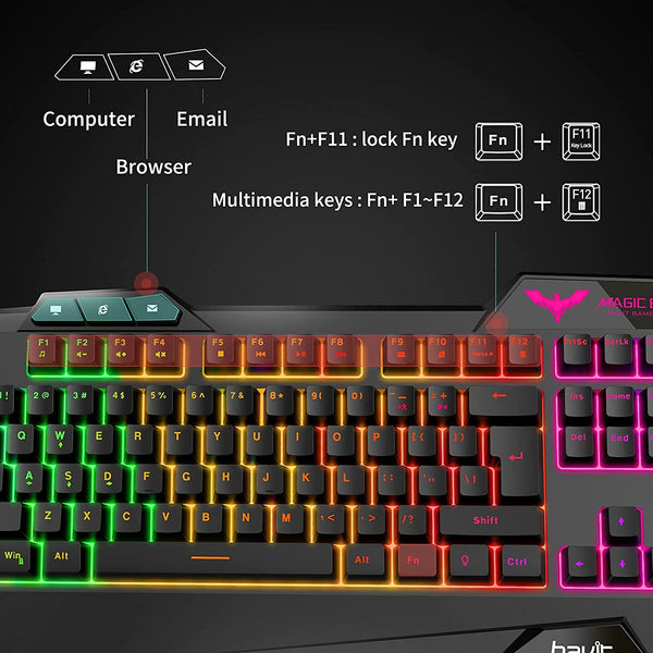 HAVIT HV-KB558CM Gaming Keyboard and Mouse Combo (Rainbow Backlit)