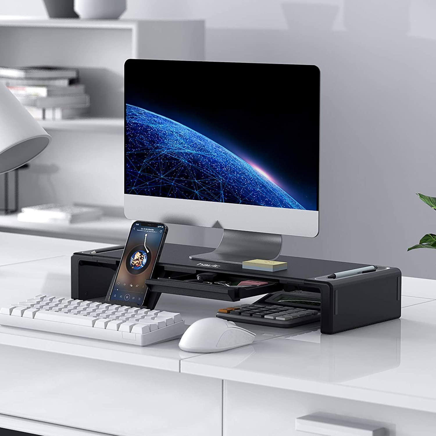 HAVIT HY-AP2002 Computer Monitor Stand with Drawer, Three Adjustable W