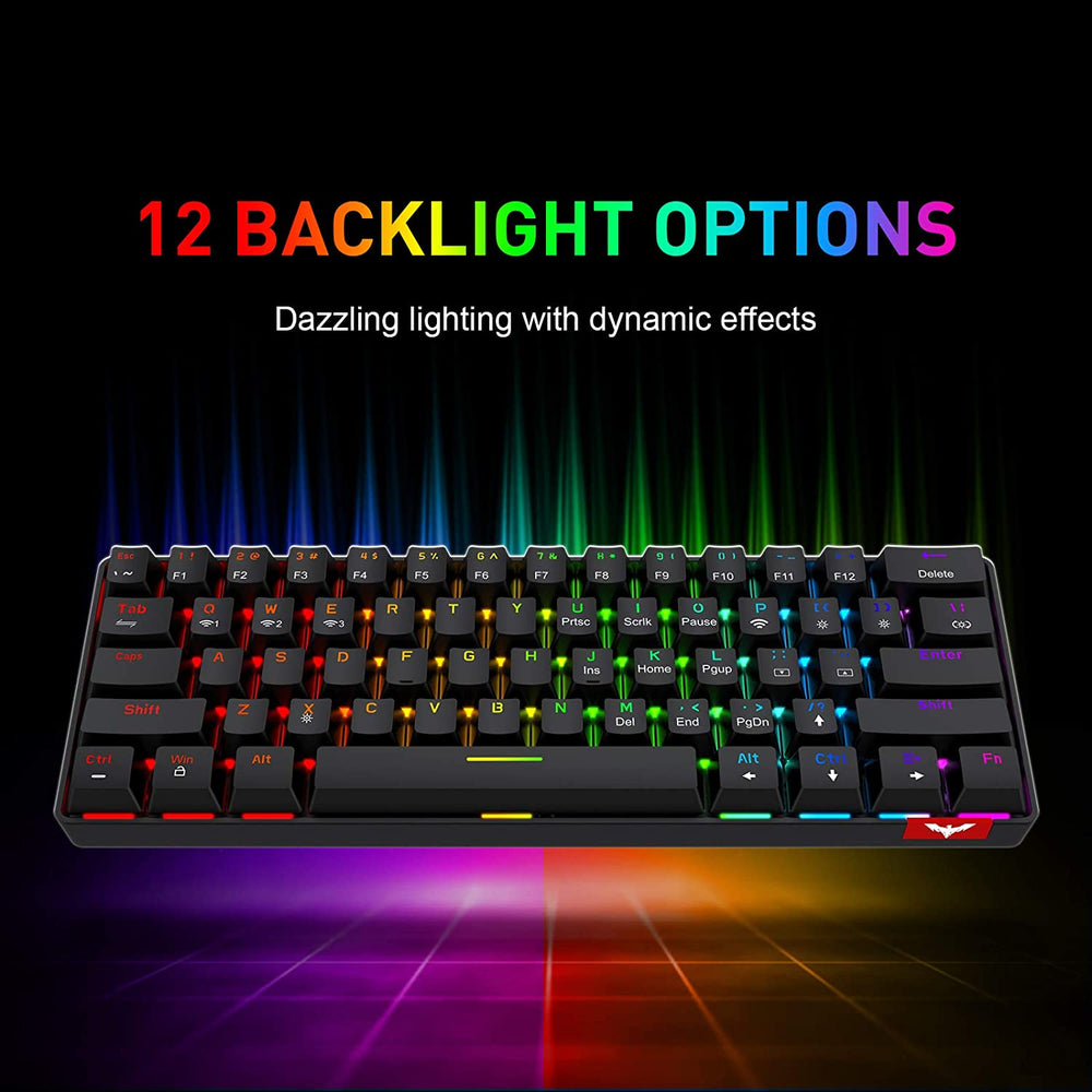 HAVIT KB255GCM Wireless 60% Mechanical Keyboard with 61 keys, Rainbow
