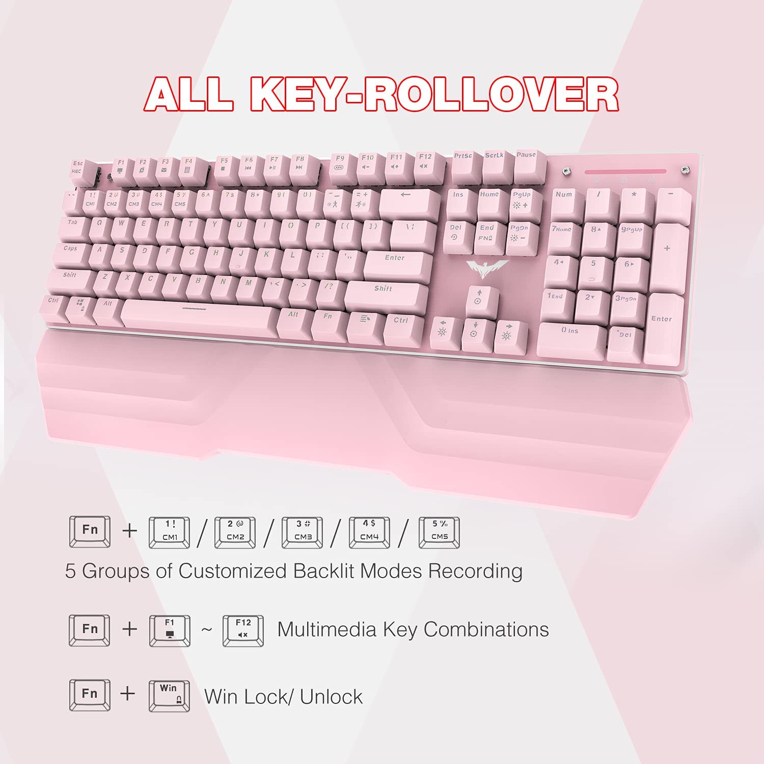 HAVIT KB389L Mechanical Keyboard and Mouse Combo 104 Keys with Detacha