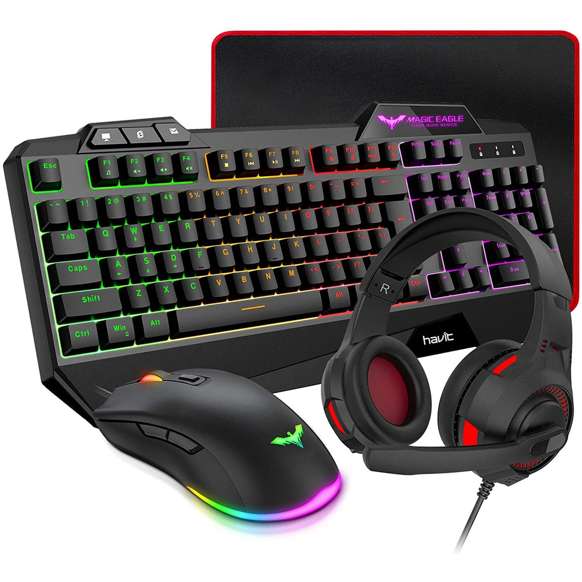 HAVIT KB392L Gaming Keyboard + Mouse + Mouse Pad + Headset Combo