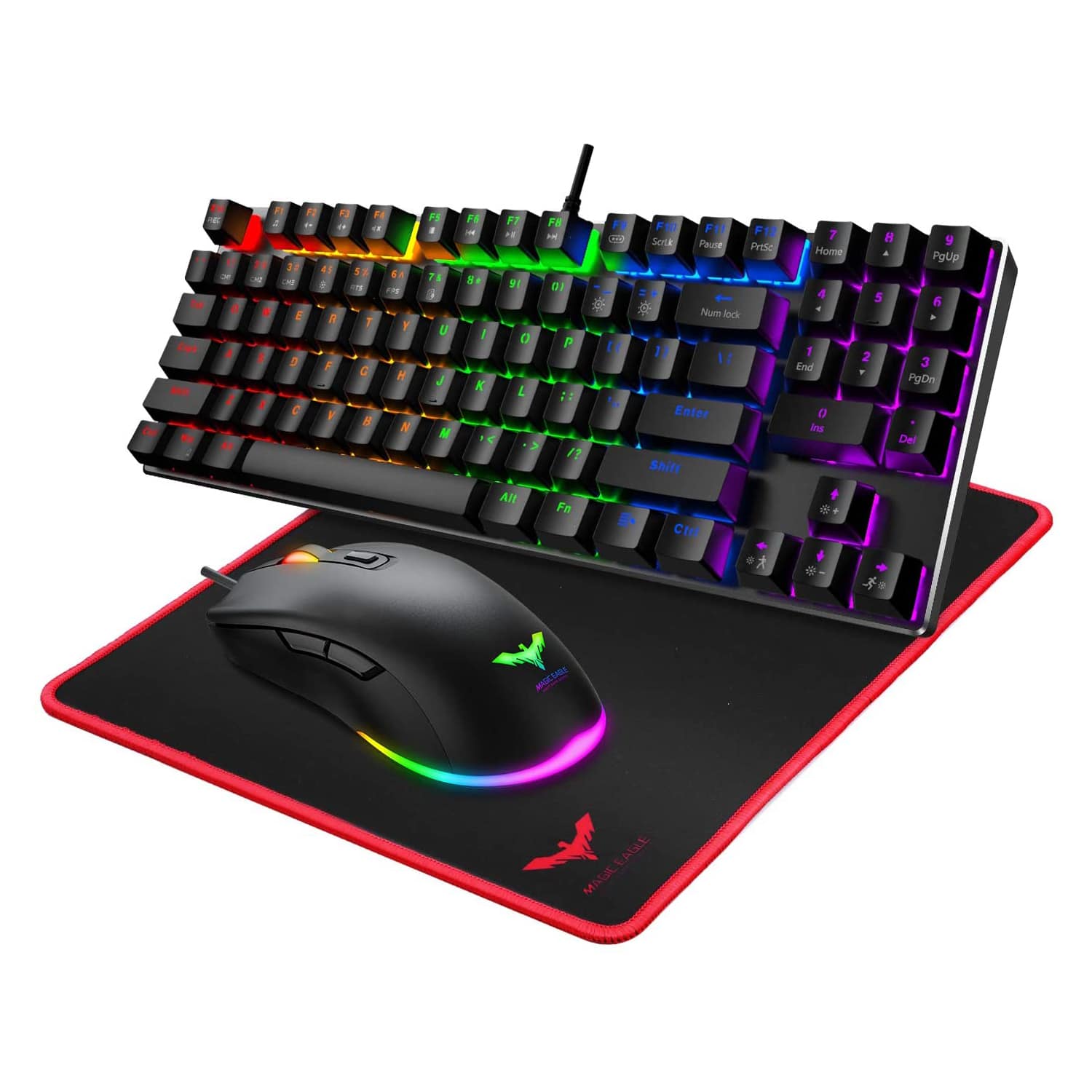 HAVIT KB486L Mechanical Keyboard Mouse & Mouse Pad Combo with 89 Keys