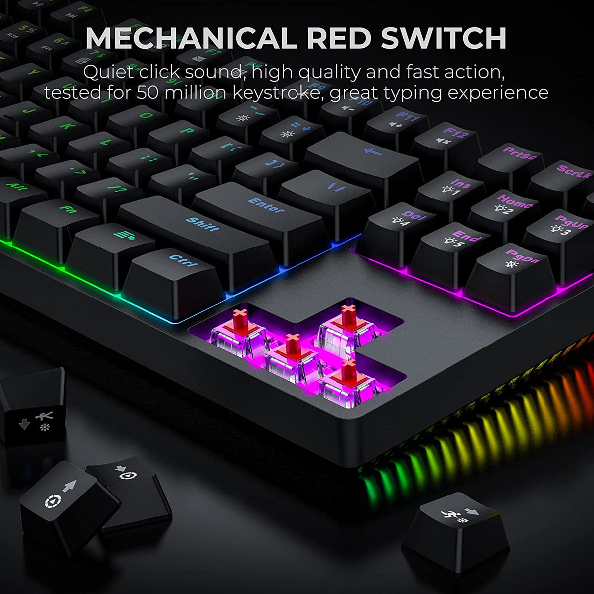 HAVIT KB489L TKL Mechanical Keyboard with 87 Keys LED Rainbow Backlit