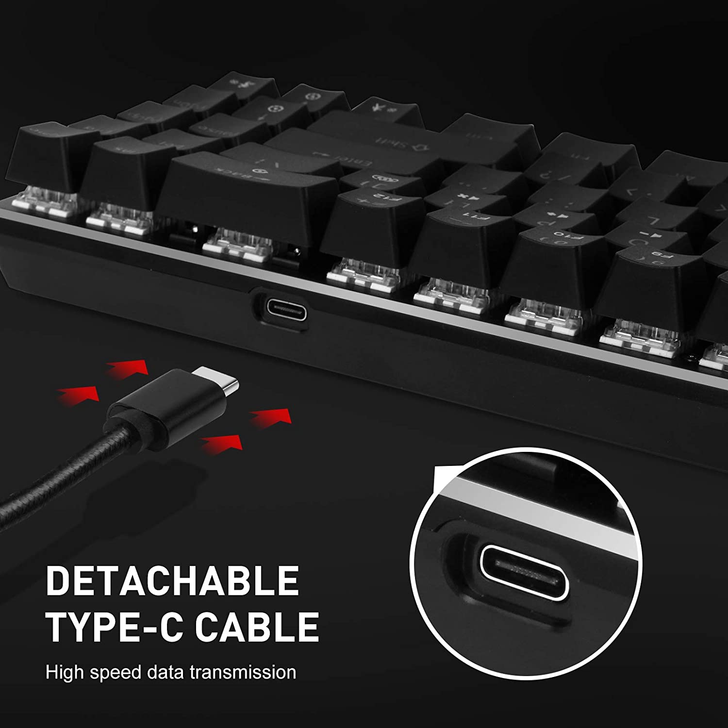 HAVIT KB512L 60% Gaming Mechanical Keyboard with 71-Key, LED Backlit,