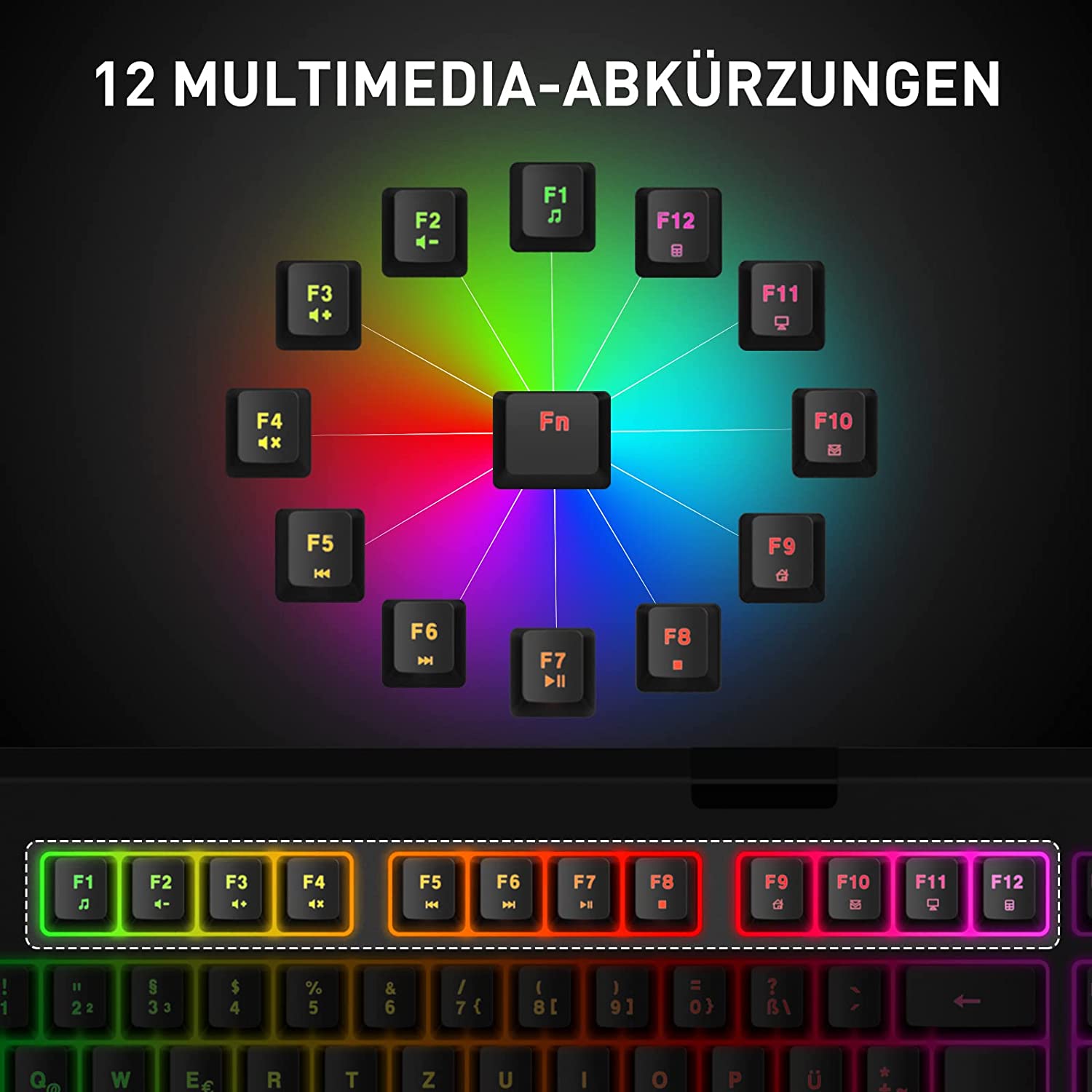 HAVIT HV-KB663GCM Wireless Gaming Keyboard, 104 Keys Rechargeable, LED