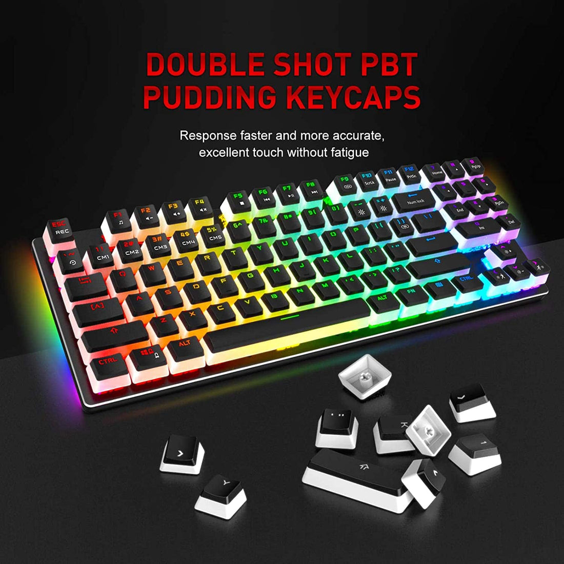 HAVIT KB851L Gaming Mechanical Keyboard with 89 Keys PBT Pudding Keyca