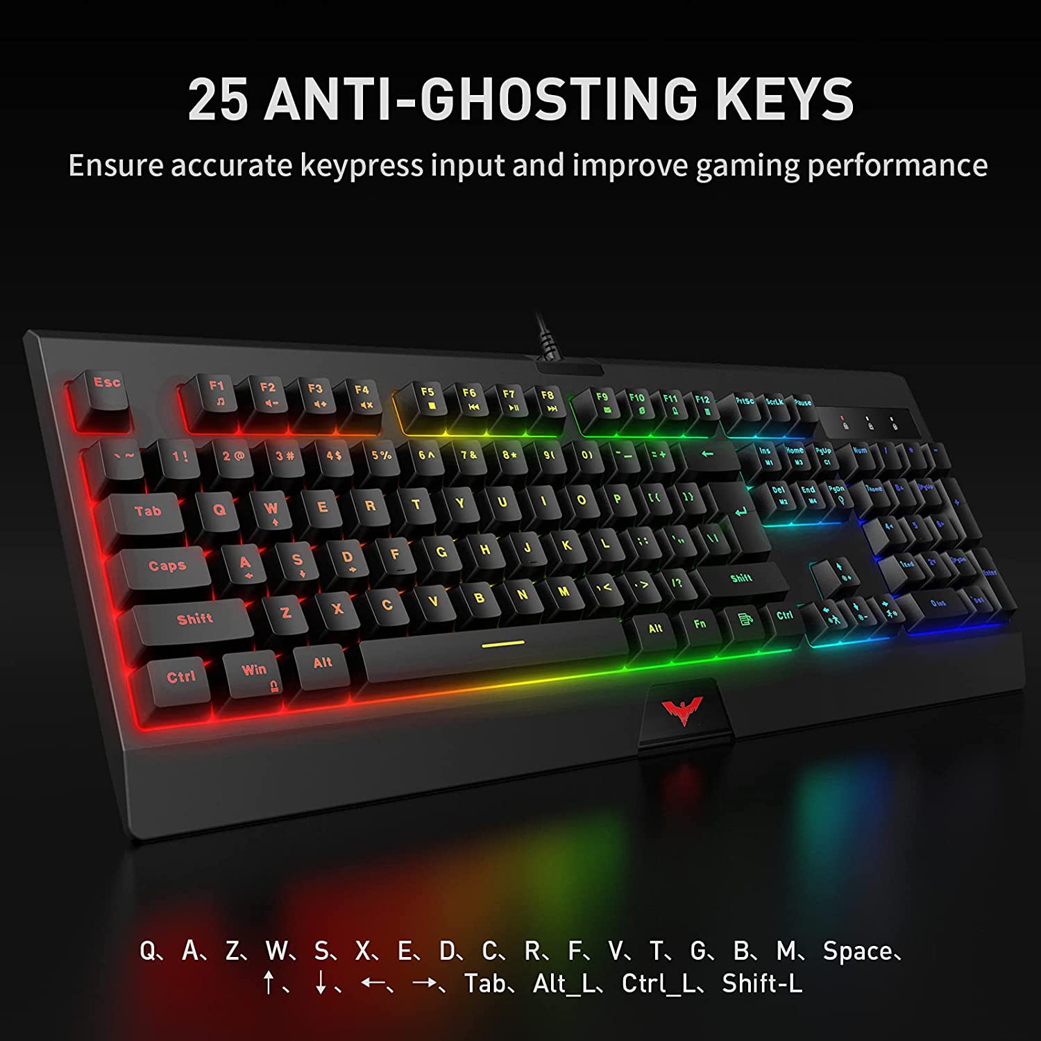 HAVIT KB854L RGB Gaming Keyboard & 6400 DPI Programmable Mouse Combo,