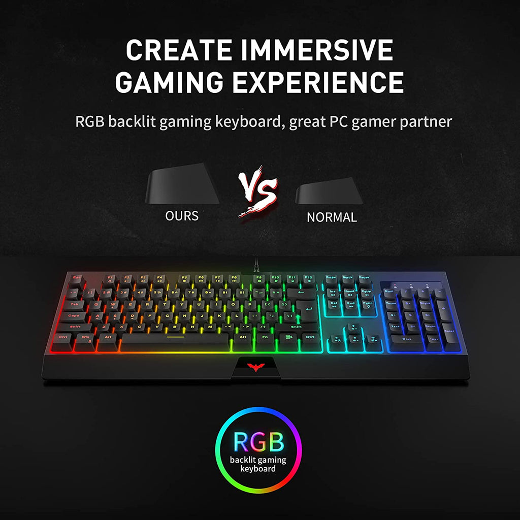 HAVIT KB854L RGB Gaming Keyboard & 6400 DPI Programmable Mouse Combo,