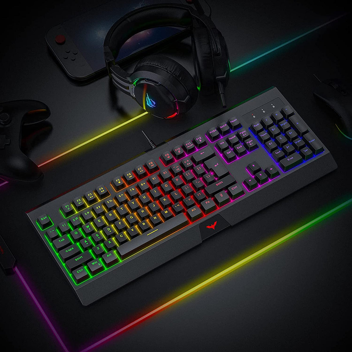 HAVIT KB858L 104 Keys Wired Gaming Keyboard with LED Rainbow Backlit