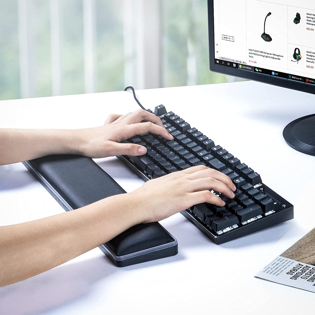 HAVIT MP906 RGB Keyboard Wrist Rest, Memory Foam Material, for Compute