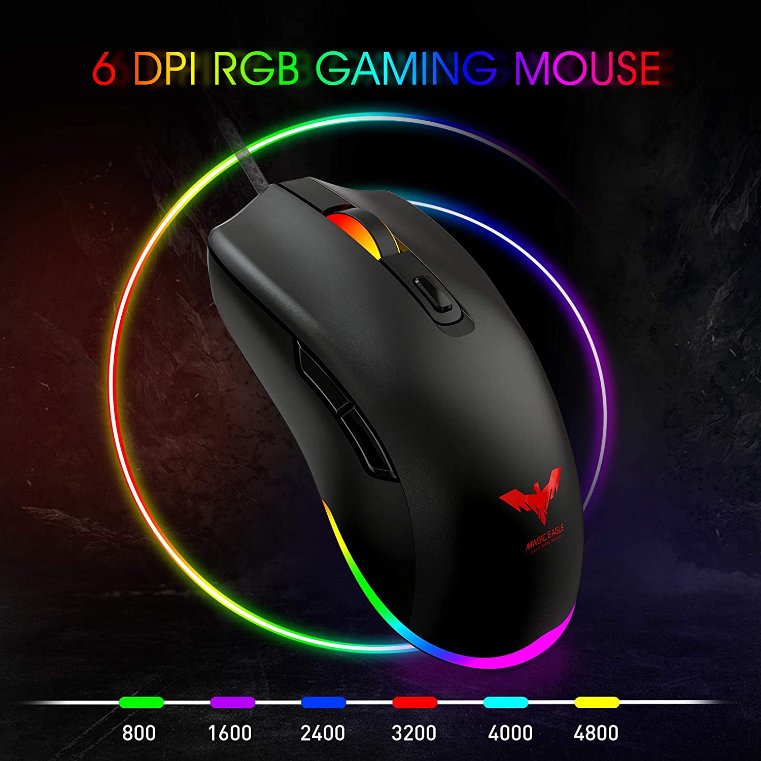 HAVIT MS732 RGB Gaming Mouse with 6400 DPI, Programmable, 7 Color Back