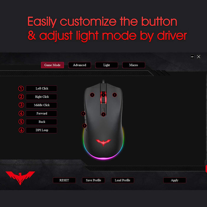 HAVIT MS732 RGB Gaming Mouse with 6400 DPI, Programmable, 7 Color Back