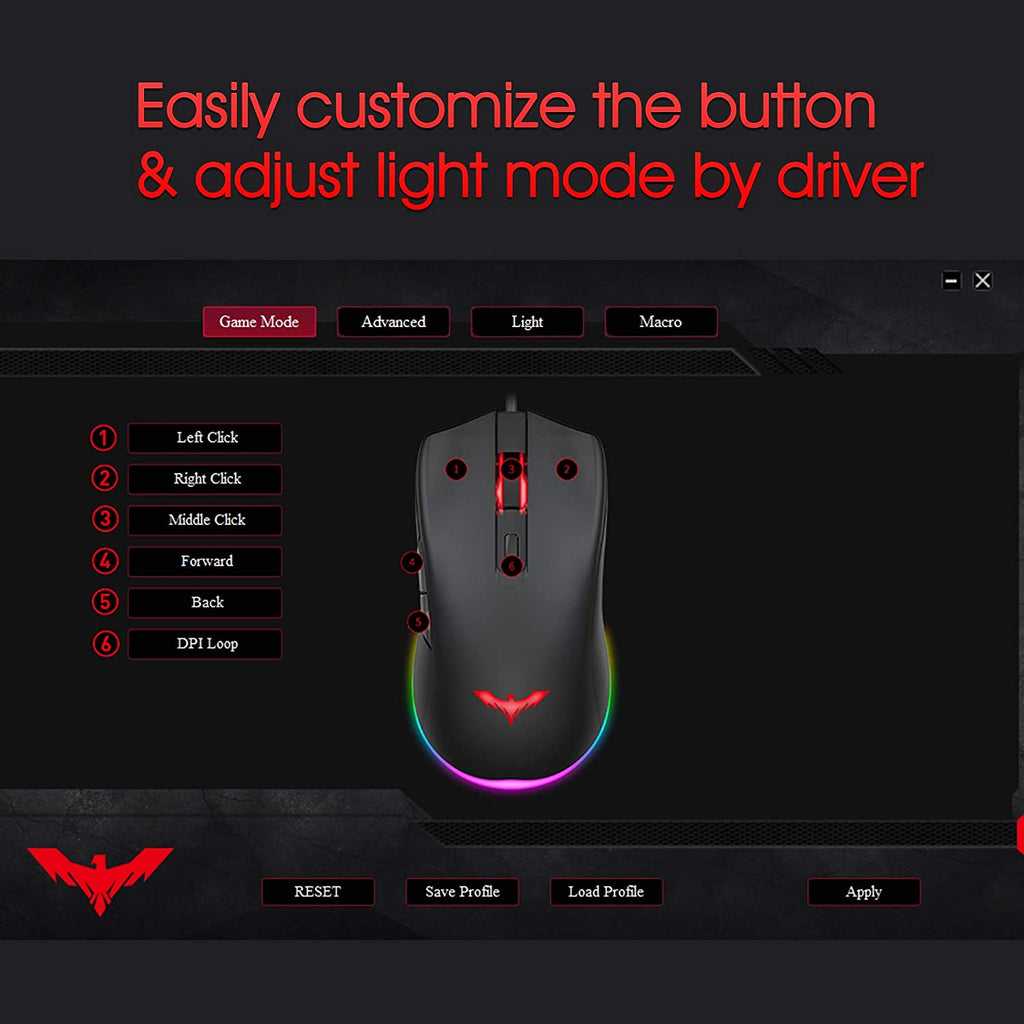 HAVIT MS732 RGB Gaming Mouse with 6400 DPI, Programmable, 7 Color Back
