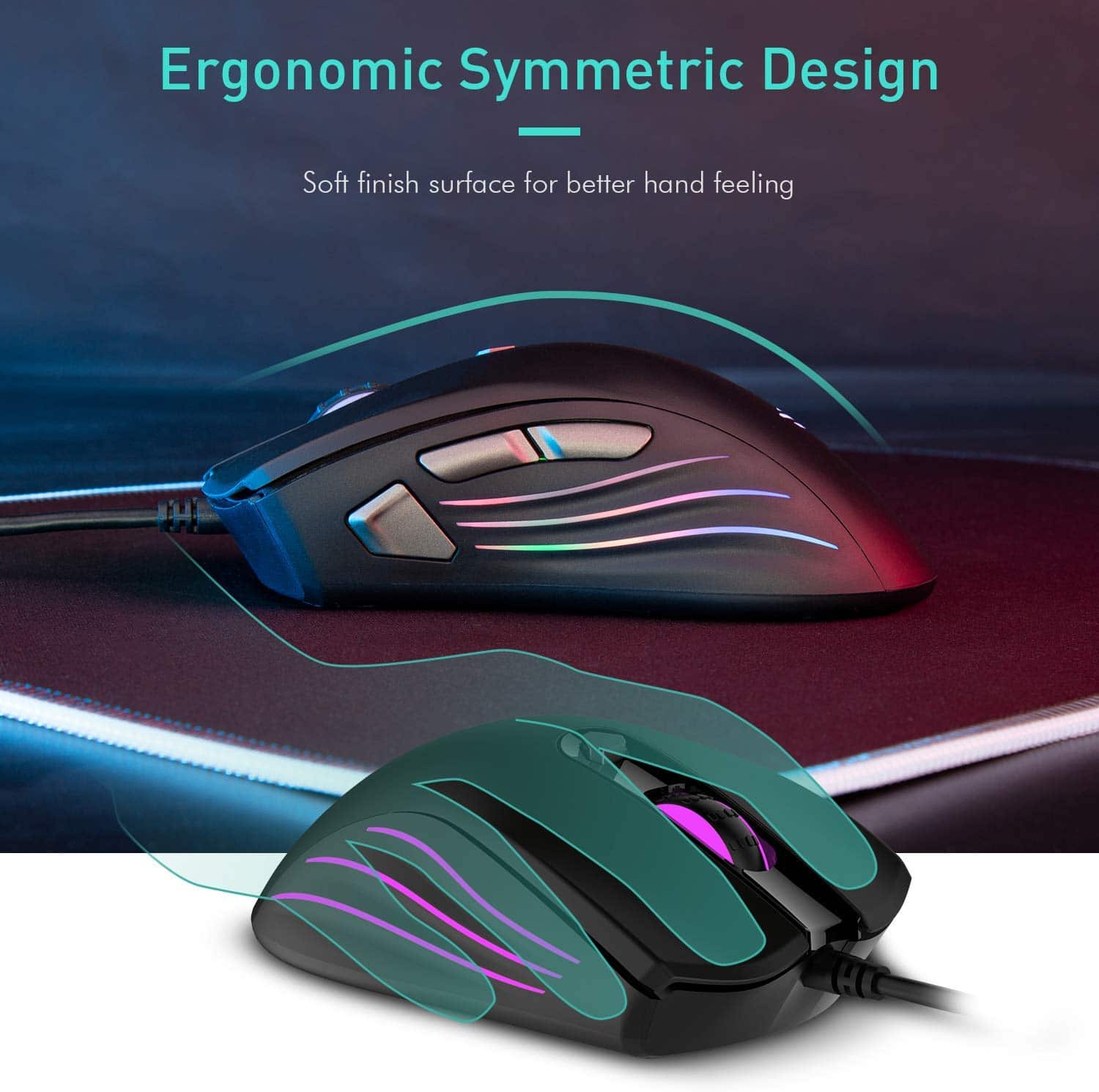 HAVIT MS762 Programmable Gaming Mouse with 7200 DPI, RGB Backlights, 7