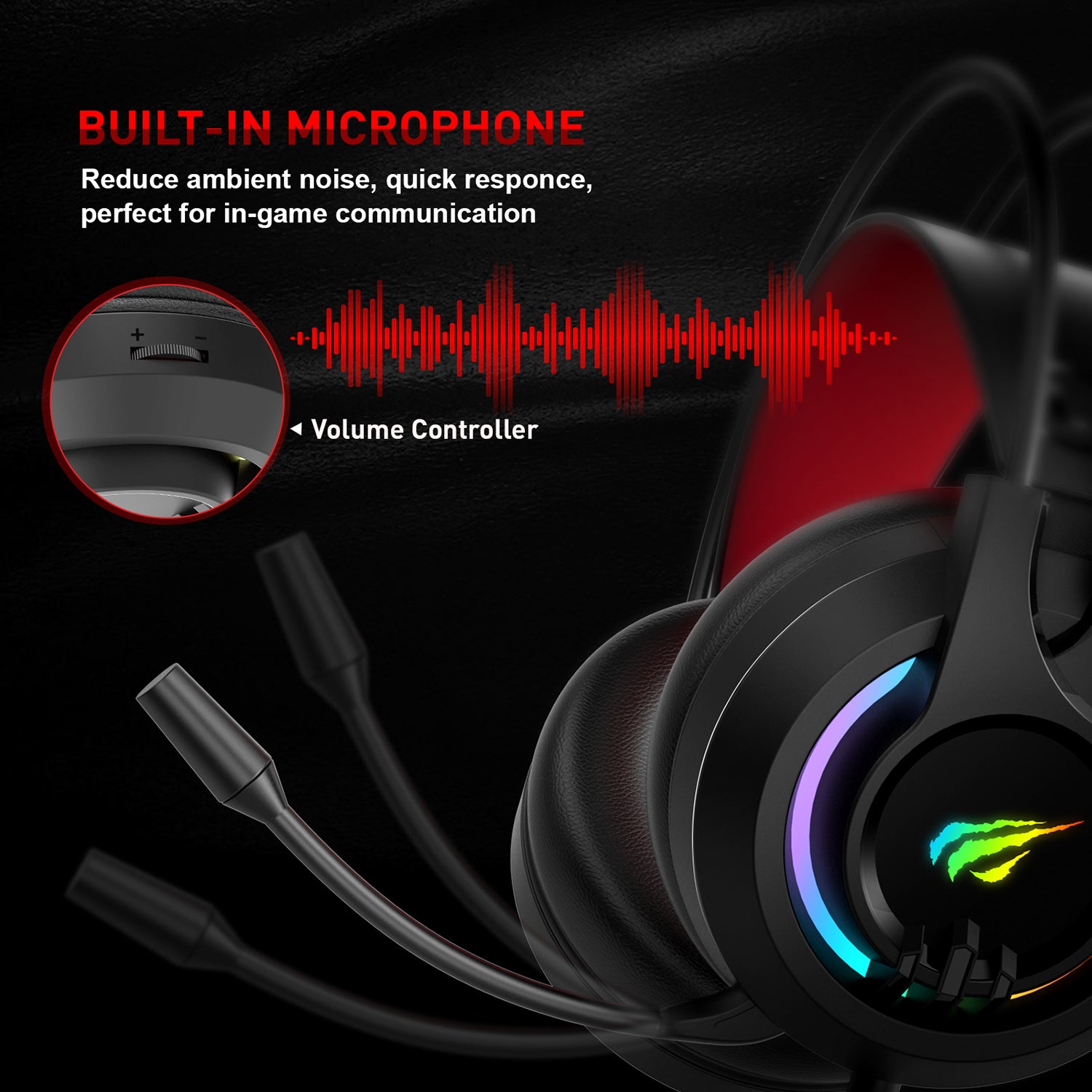 HAVIT H2020D RGB Gaming Headset with Stereo Surround Sound & Volume Co