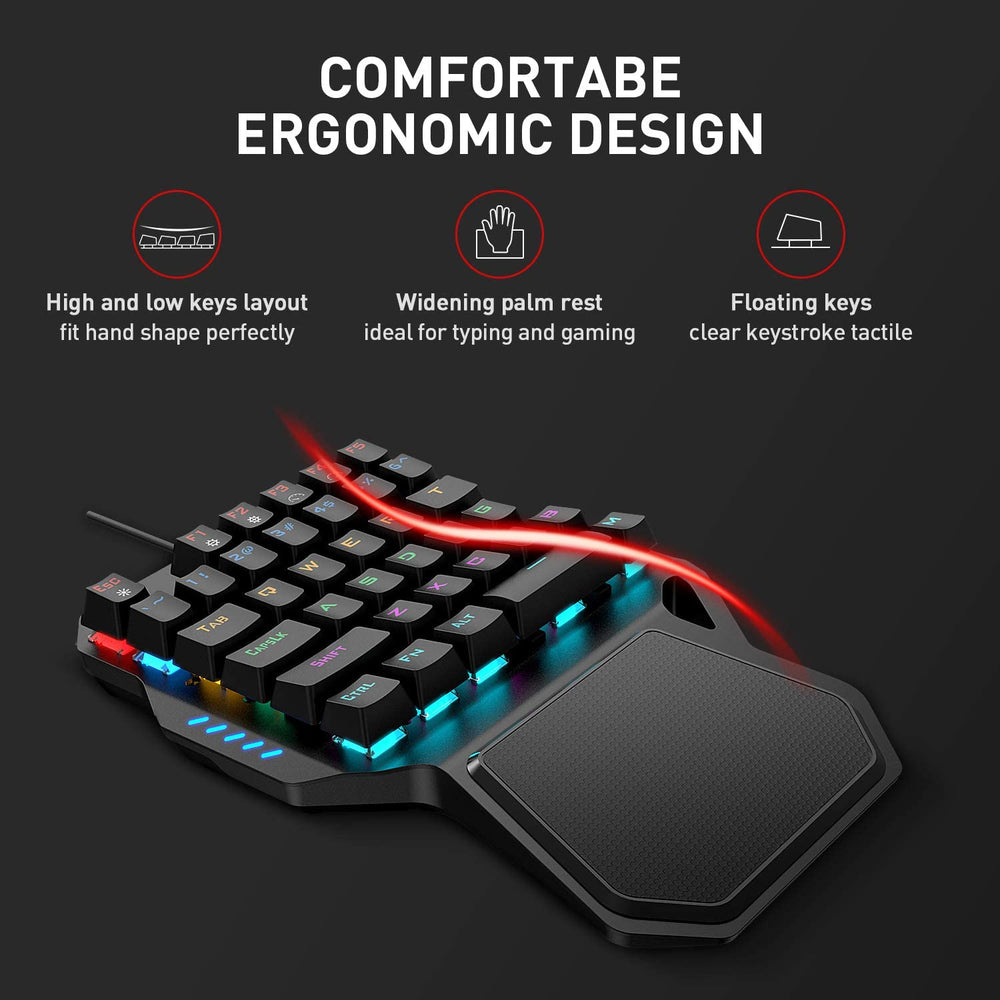 HAVIT RK-B20 One Hand RGB Gaming Keyboard & Programmable Mouse Combo