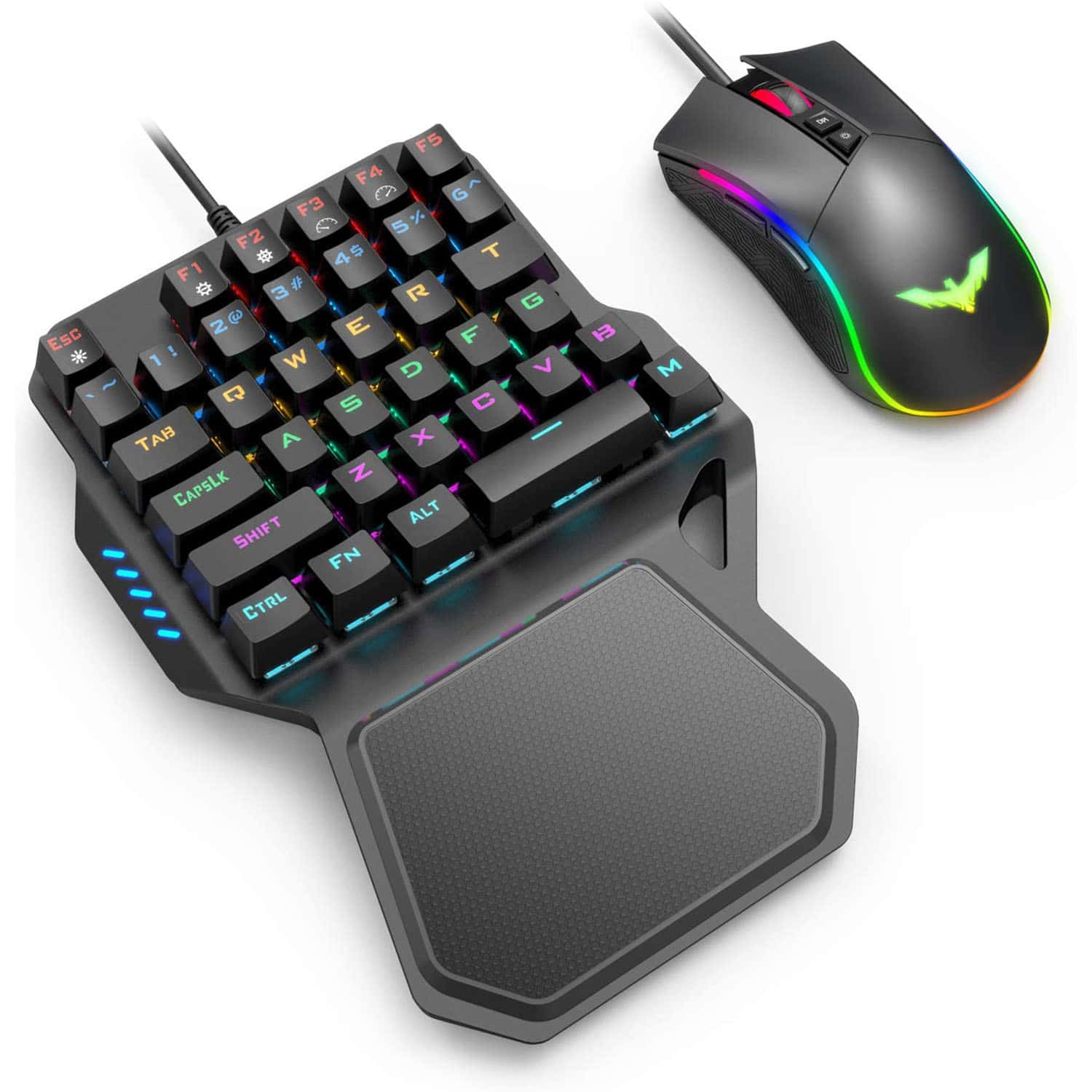 HAVIT RK-B20 One Hand RGB Gaming Keyboard & Programmable Mouse Combo