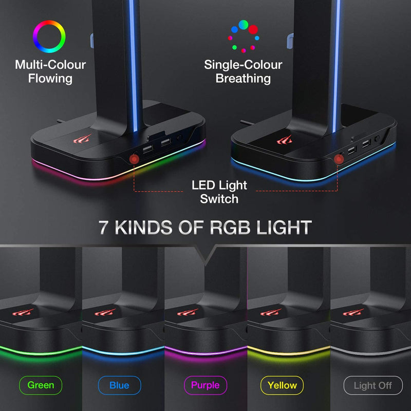 HAVIT TH680 RGB Gaming Mouse Pad and Dual Hanger Headset Stand Combo