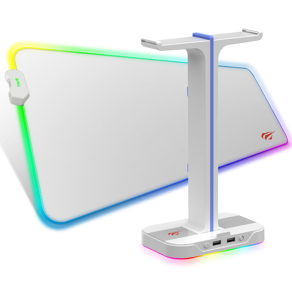 HAVIT TH680 RGB Gaming Mouse Pad and Dual Hanger Headset Stand Combo