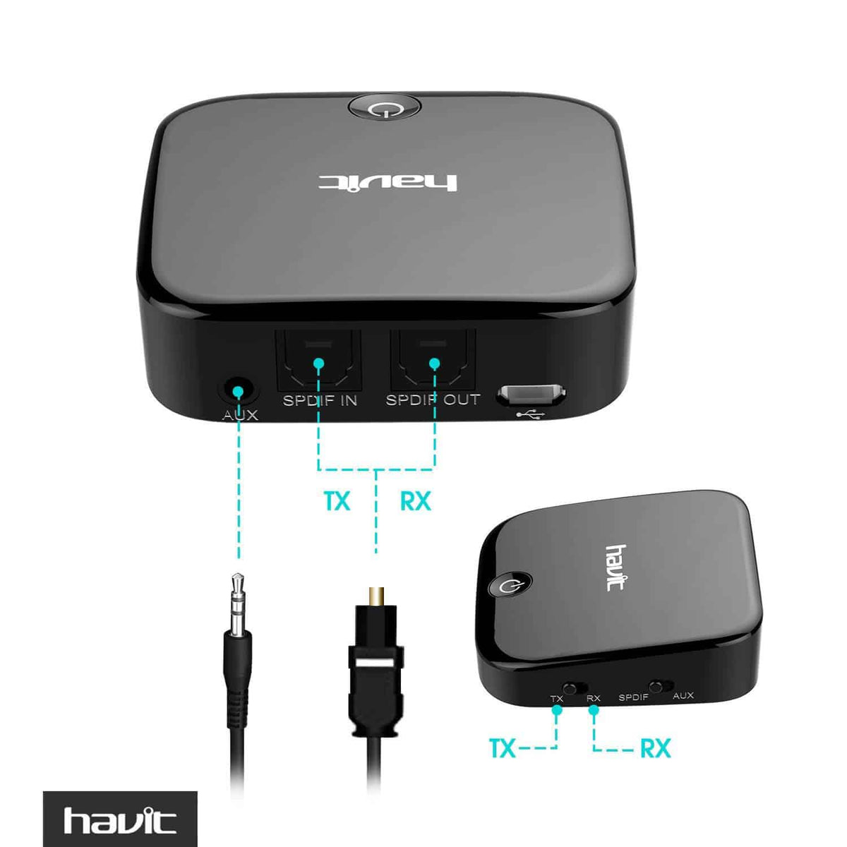 TOSLINK Bluetooth Transmitter & Receiver - HAVIT HV-BT021 - AptX Low ...