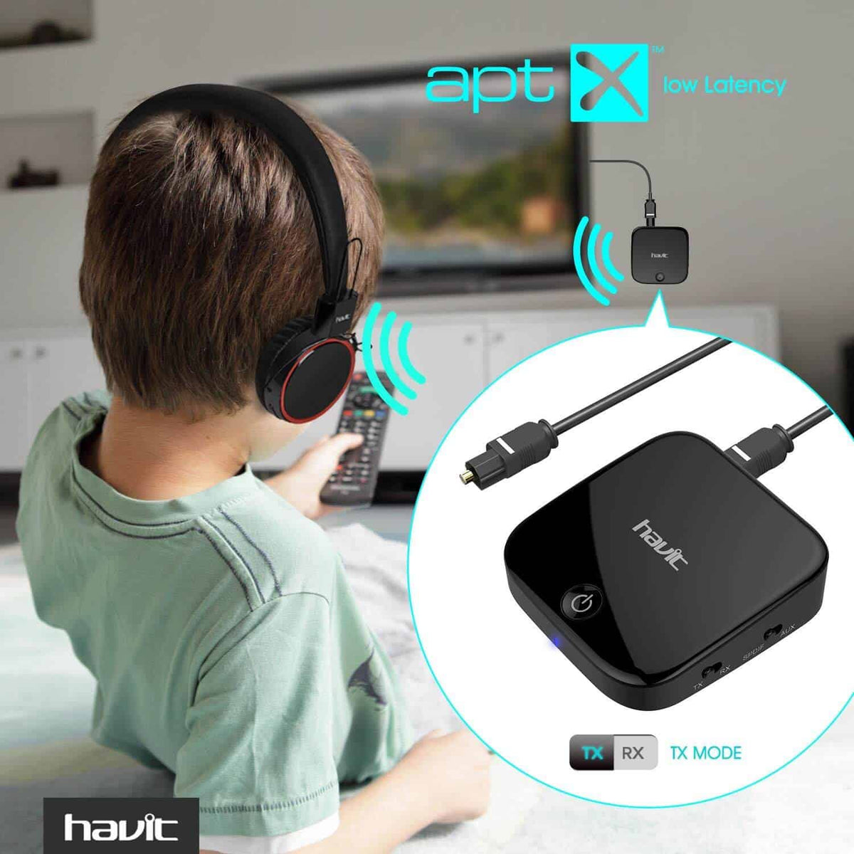 TOSLINK Bluetooth Transmitter & Receiver - HAVIT HV-BT021 - AptX Low ...