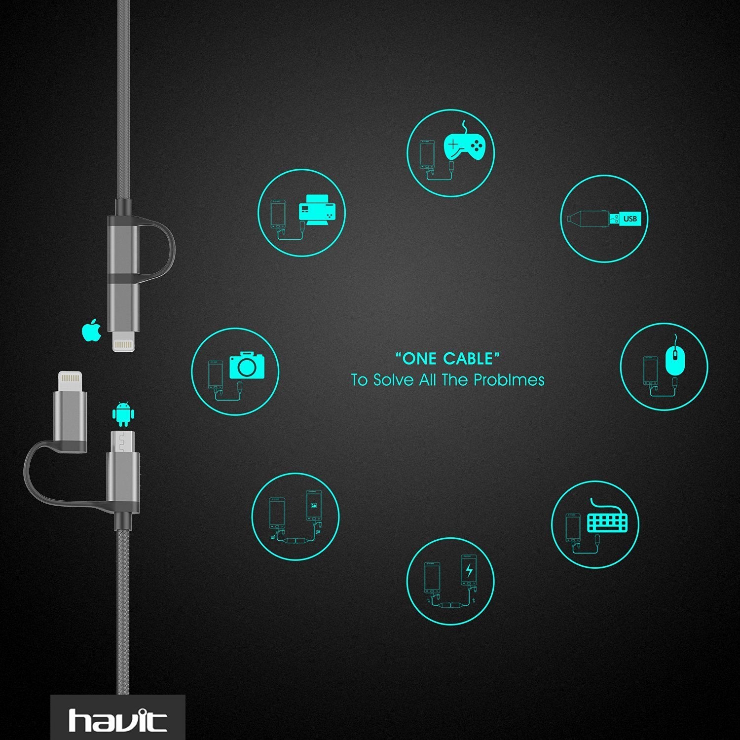 Multifunctional USB Cable - HAVIT HV-CB1011 Smart Cable - OTG