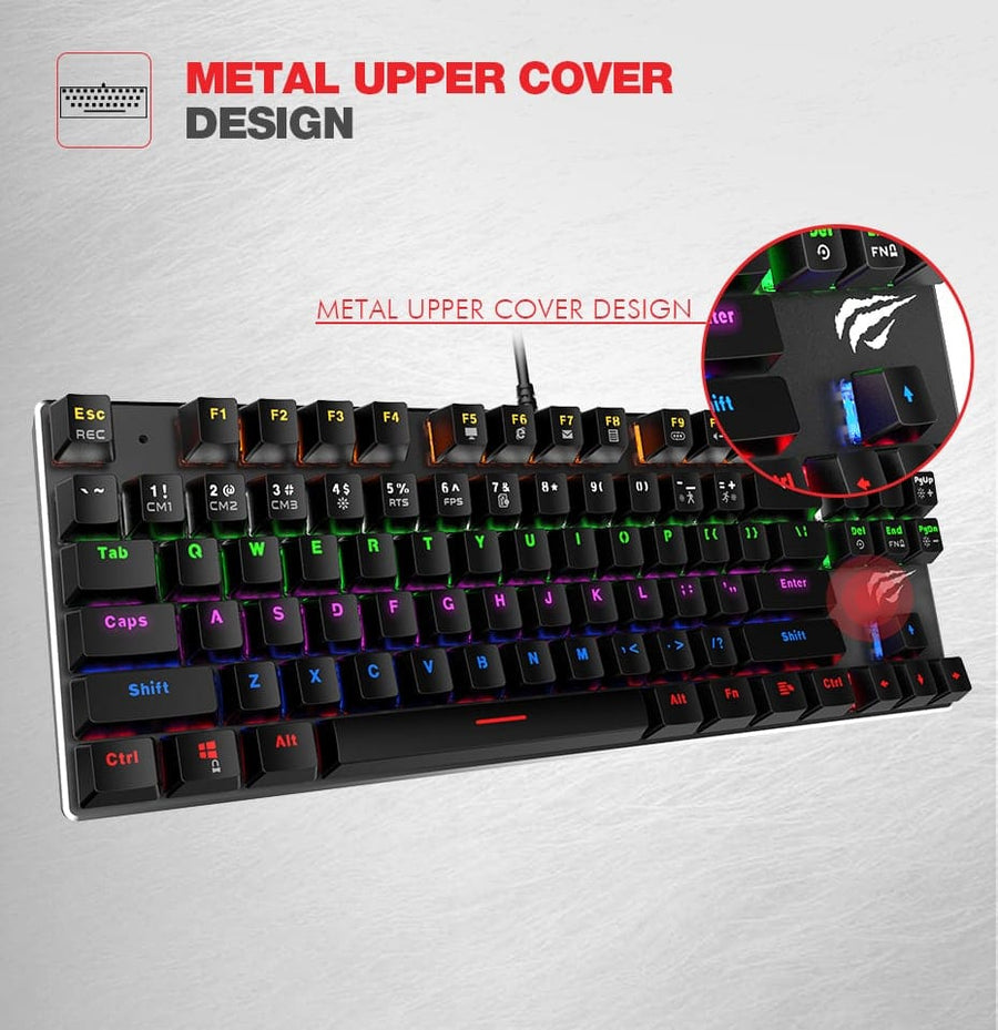 HAVIT HV-KB435L Tenkeyless Mechanical Keyboard, 87 Keys, RGB Backlight