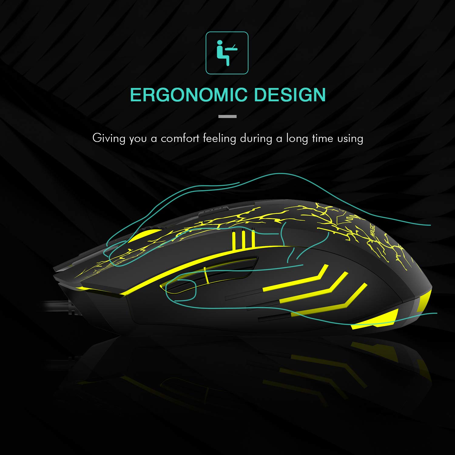 HAVIT HV-MS672 Ergonomic LED Stress-Ease Wired Mouse (Updated Version)