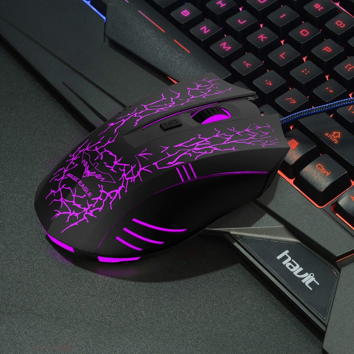 HAVIT HV-MS672 Ergonomic LED Stress-Ease Wired Mouse (Updated Version)