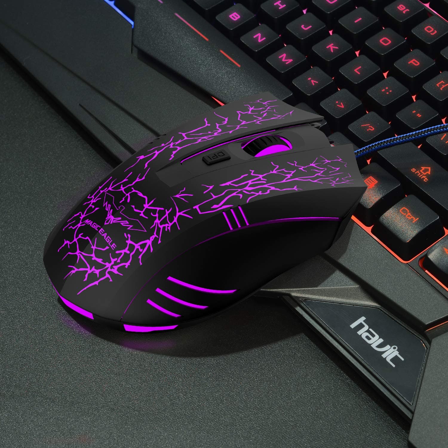 HAVIT HV-MS672 Ergonomic LED Stress-Ease Wired Mouse (Updated Version)