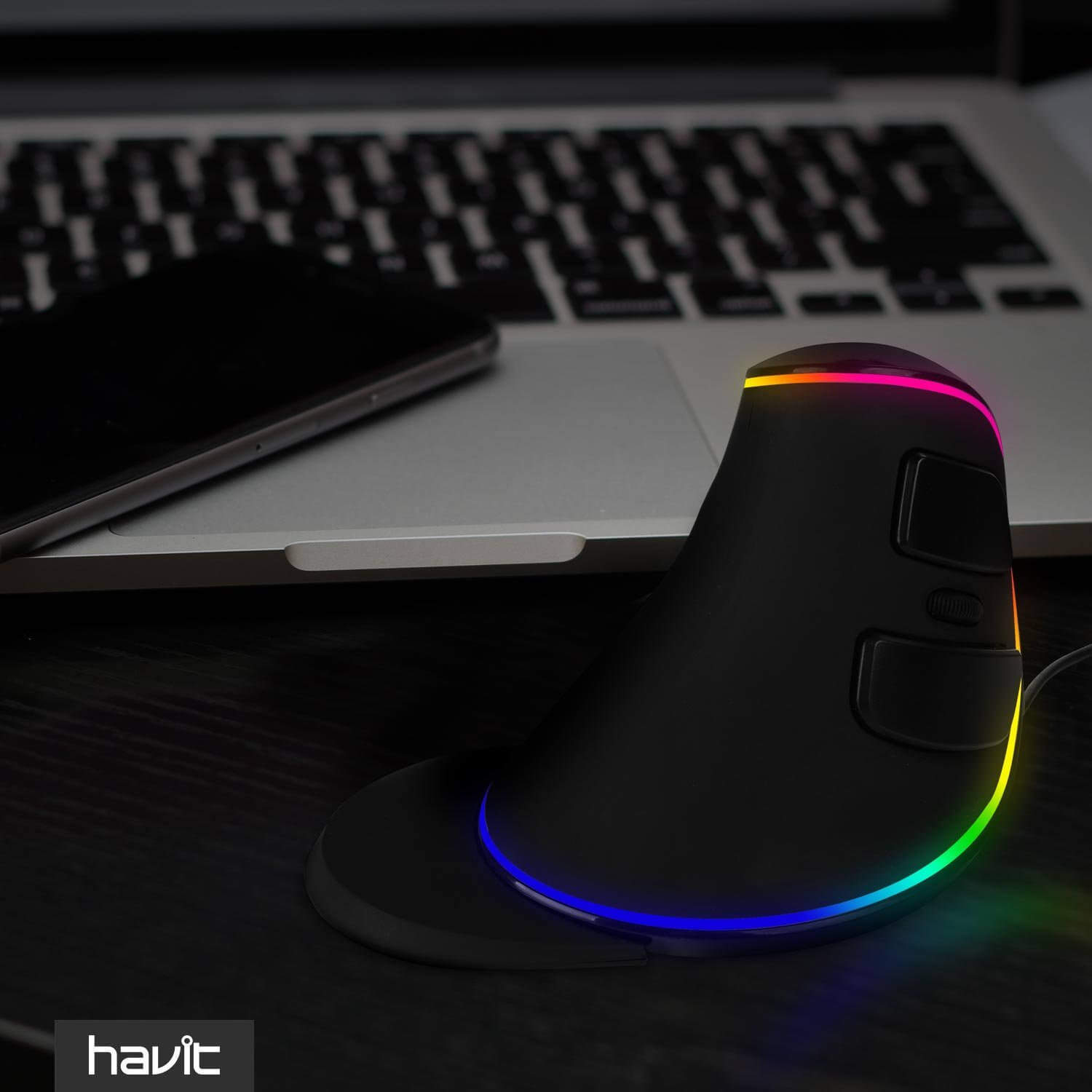HAVIT HV-MS764 Wired Ergonomic Vertical Mouse with RGB Backlit