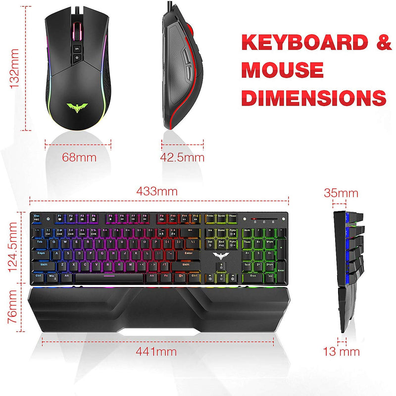 HAVIT KB389L Mechanical Keyboard and Mouse Combo 104 Keys with Detacha