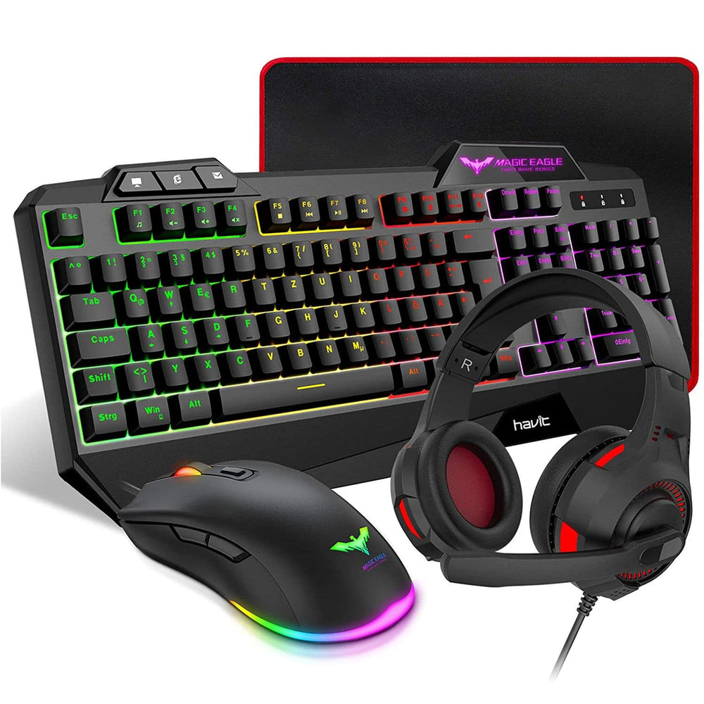 HAVIT KB392L Gaming Keyboard + Mouse + Mouse Pad + Headset Combo