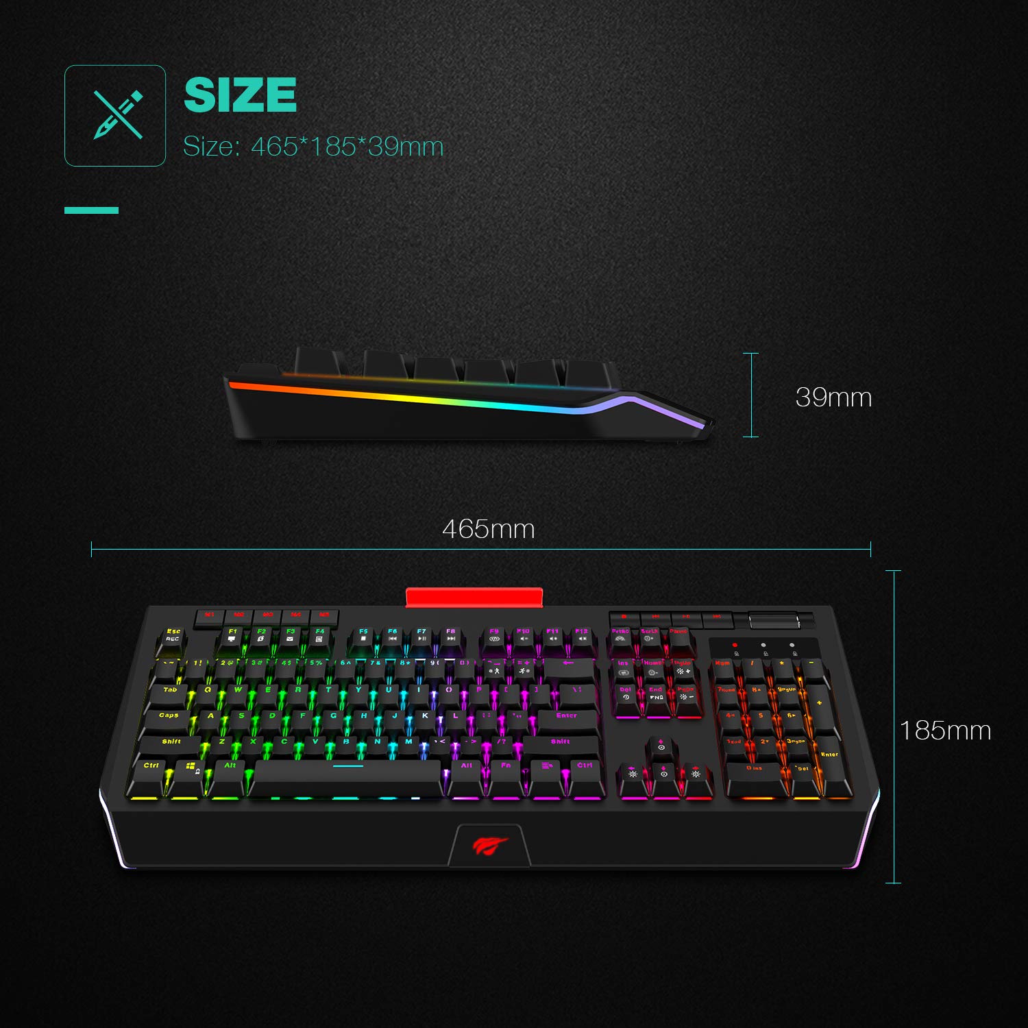 HAVIT KB472L RGB Mechanical Keyboard With Phone Holder (HV-KB366L Upgr