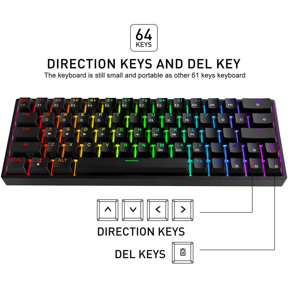 HAVIT KB500L 60% Mechanical Keyboard with Hot Swappable Brown Switch,