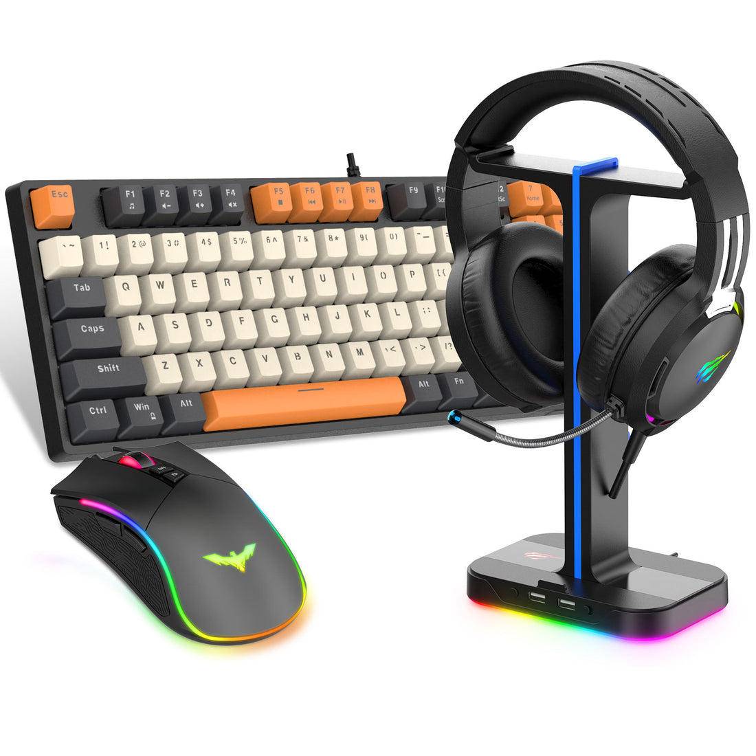 HAVIT KB487L Mechanical Keyboard Gaming Kit with Mouse + Mouse Pad +He