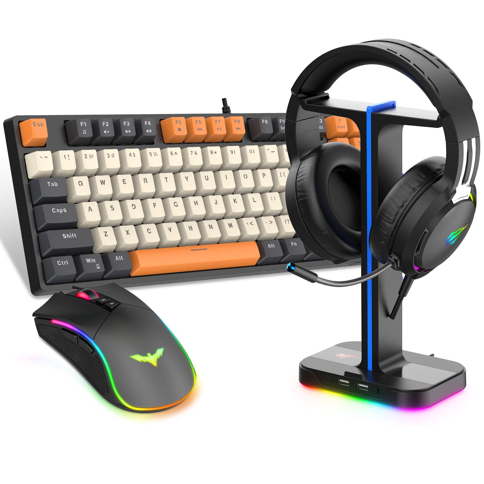 HAVIT KB487L Mechanical Keyboard Gaming Kit with Mouse + Mouse Pad +He