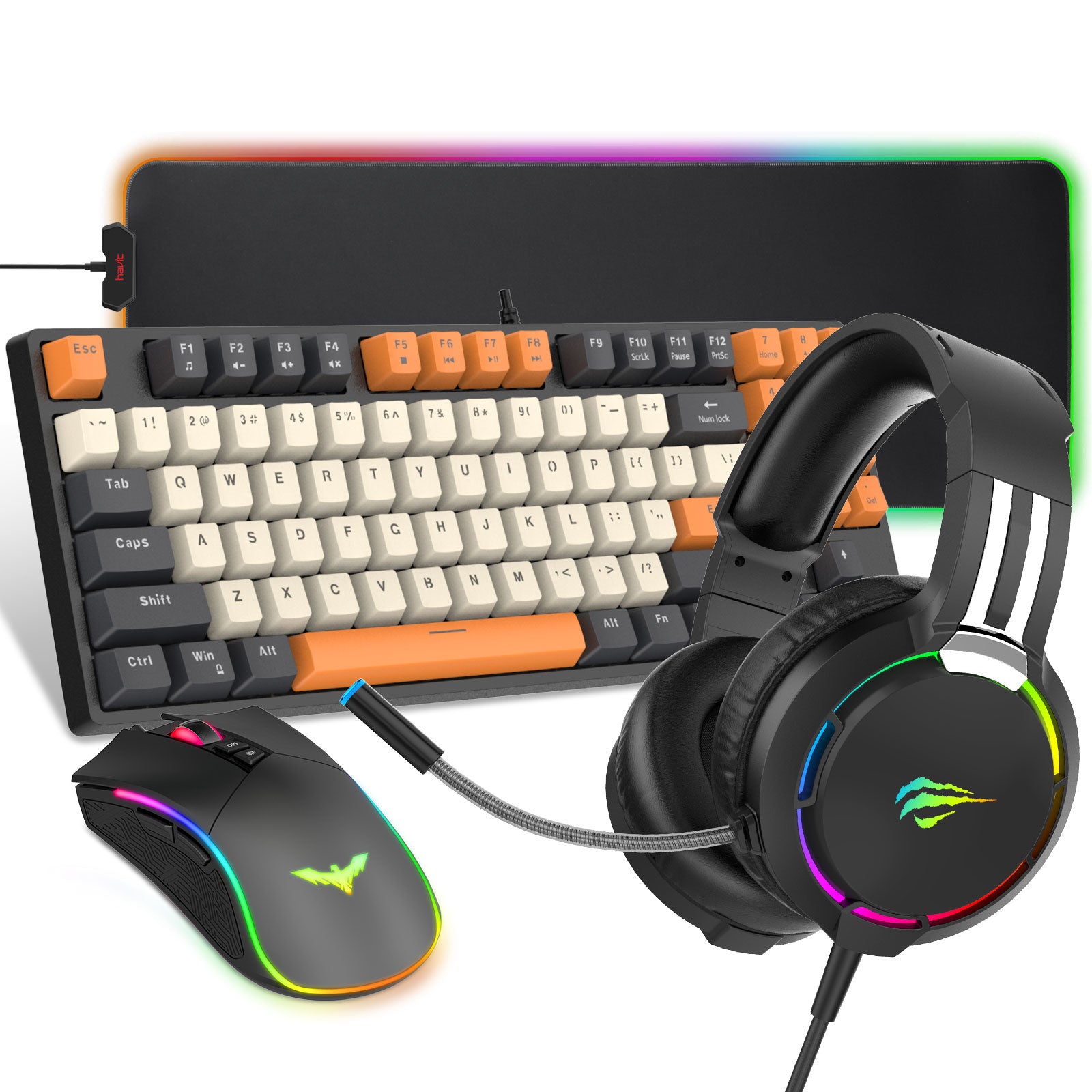 HAVIT KB487L Mechanical Keyboard Gaming Kit with Mouse + Mouse Pad +He