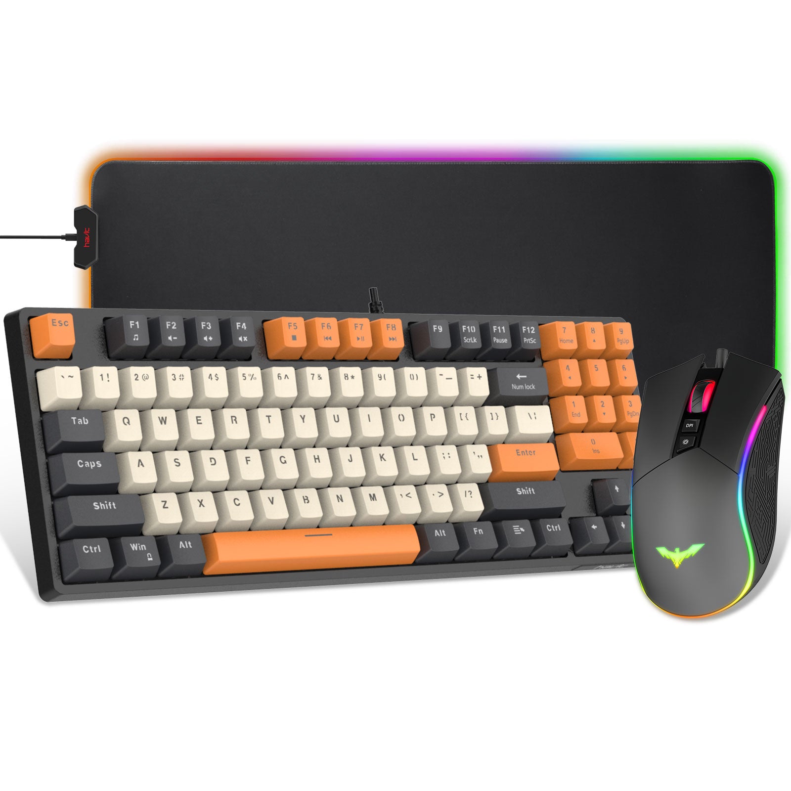 HAVIT KB487L Mechanical Keyboard Gaming Kit with Mouse + Mouse Pad +He